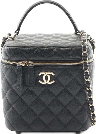 Chanel trousse de toilette CC à détail de chaîne (2021-2024) - Noir