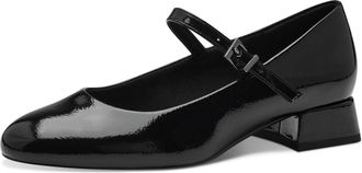 Marco Tozzi Damen Pumps mit Riemen Kleiner Absatz Elegant, Schwarz (Black Patent), 40 EU