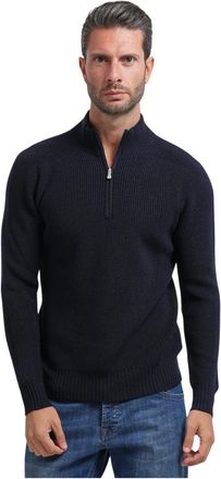 Gran Sasso Pull &agrave; col zipp&eacute; - Homme - Pulls - Bleu - Taille: 2XL