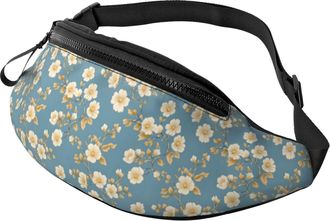 Generic Bauchtasche Mit Rei&szlig;verschluss Lauftasche Edler Wei&szlig;er Druck Verstellbarer Schultertaschen F&uuml;r Fitness Spazieren Camping 14X35Cm