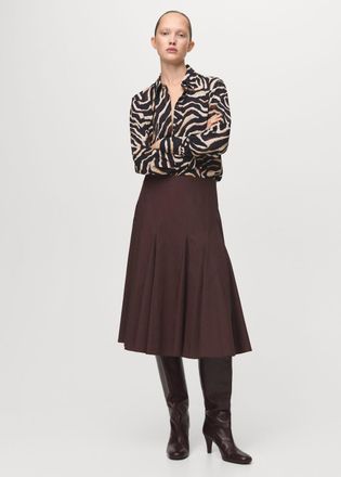 Mango Chemise droite imprim&eacute; animal noir - Femme - XXS - MANGO