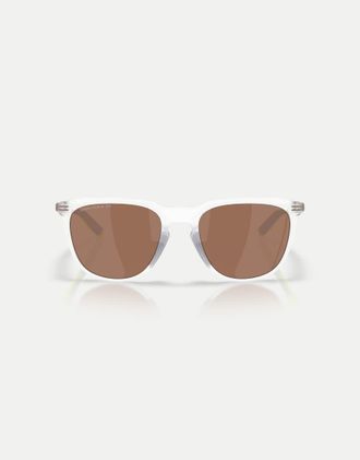 Oakley Thurso Limitless Collection - Lunettes de soleil carr&eacute;es polaris&eacute;es avec verres effet miroir marron - Mat transparent