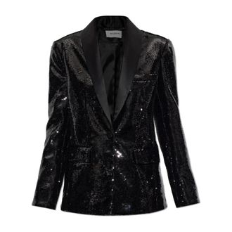Balmain 1-Knopf-Satin-Jacke mit Pailletten - - Jackets - Damen - Schwarzk - S
