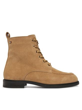 Tommy Hilfiger Schn&uuml;rschuhe Enamel Flag Suede Lace-Up Boot FW0FW09681 Hellbraun