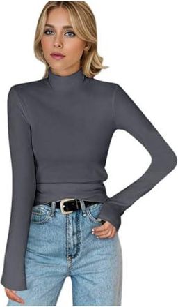 Generic sous Pull Femme Haut Thermique Femme sous Pull Thermique Femme Doux Glamour Robe T Shirt Ample Col Haut Manches Longues Tenue Casual Printemps Automne