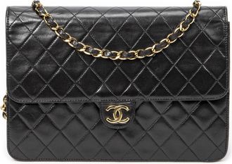 Chanel Crossbody Bags - Vintage Push Lock Straight Flap - Gr. unisize - in Schwarz - f&uuml;r Damen