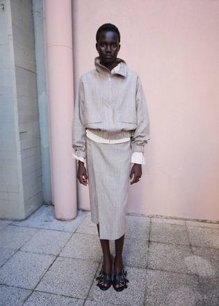 Mango Veste bomber carreaux gris clair/pastel - Femme - XS - MANGO