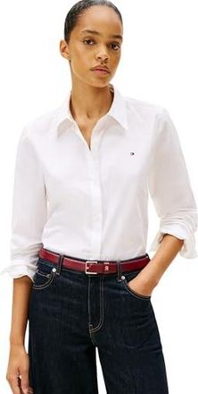 Tommy Hilfiger Blouse Femme Regular Shirt Coton, Blanc (Th Optic White), 46