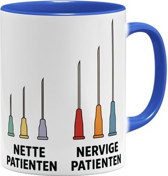 OM3 Nette Patienten - Nervige Patienten Kaffee-Tasse mit Spruch - Lustige Praxistasse f&uuml;r Arzt, &Auml;rztin, Krankenschwester Pfleger - Keramik Becher - 325ml 