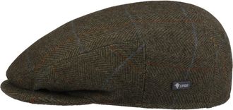 LIPODO Flatcap mit Karomuster Herren | gefütterte Schiebermütze aus Wolle | Größen 49-61 cm | Herrenmütze mit Schirm Schirmmütze Herbst/Winter, oliv-grün, 61