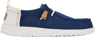 HeyDude Hey Dude Mocassins Wally Summer en lin pour homme, Bleu sargasse/blanc, 39.5 EU