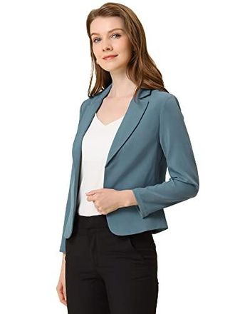 Allegra K Blazer Court d&eacute;t&eacute; l&eacute;ger Ouvert sur Le Devant, Coupe d&eacute;contract&eacute;e, Style habill&eacute;, pour Femmes, Small