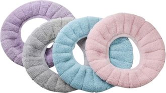 Cabilock 4 Stück universelle Toilettensitzauflagen toilettendeckel klodeckel Toilettenpolster WC-Sitzbezug Warmer Toilettensitz fusseliger Toilettensitzbezug D