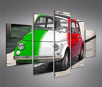 Islandburner Tableau moderne, impression sur toile dune Fiat 500, tableau pour s&eacute;jour, salon, cuisine, bureau, maison, photographie au format XXL