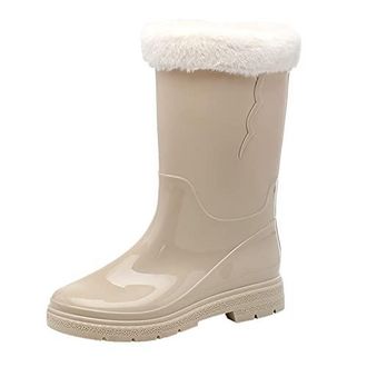 Generic Generisch Chaussures à talons hauts pour femme - Confort élevé - Bottes de neige moyennes - Chaussettes en polaire antidérapantes - Intérieur amovible