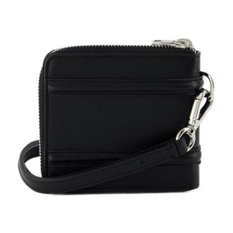 Alexander McQueen Mens Zip Around Billfold Wallet Black Leather Calfskin Accessories Small-leather-goods