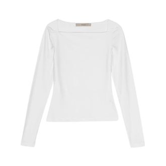 Remain Klassisches Langarm Jersey Top - - Tops - Damen - Wei&szlig; - L