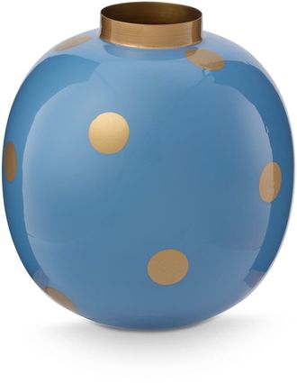 Pip Studio Vase Metall Punkte Hellblau/Gold 23cm