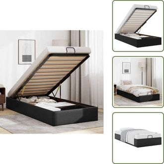 vidaXL The Living Store Ottoman-Bett ohne Matratze Schwarz 80x200 cm Kunstleder - Stauraum unter Bett