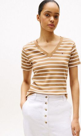 Tommy Hilfiger T-Shirt SLIM CODY V-NK SS mit V-Ausschnitt und Streifen Baumwolle, slim fit