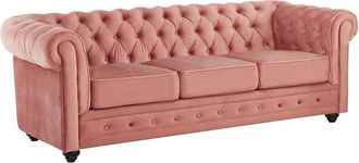 Vente-Unique 3-Sitzer-Sofa, Chesterfield, Velours, Pastellrosa