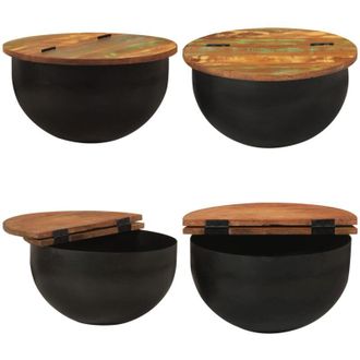 vidaXL Couchtisch Schwarz 50x27 cm Altholz Massiv - Couchtisch - Holzm&ouml;bel - Altholz - Vintage Stil - Wohnzimmertisch - Home & Living