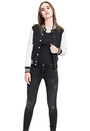 Urban Classics Ladies 2-tone College Sweatjacket, Sweat-shirt Teddy Manches longues Femme, Multicolore (Blk/Wht), Medium (Taille fabricant: Medium)