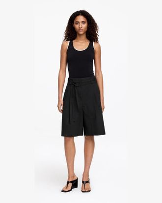Arket Shorts Aus Baumwoll-Popeline Mit Falten -Schwarz