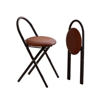 Generic Klappstühle 2er Set Gepolstert mit Metallrahmen Klappstuhl Camping Leicht Klein Faltbar Platzsparend für Partys, Hochzeiten, Picknick(Brown)