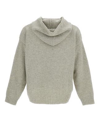Maison Margiela Mens Hoodie Wool-Blend Grey Melange Melange-Black Print Sweatshirts Melange/black Sweater