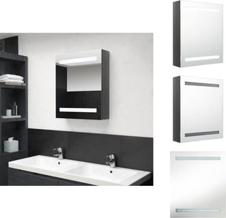 vidaXL LED-Spiegelschrank f&uuml;rs Bad Gl&auml;nzend Grau 50x14x60 cm - LED-Spiegelschrank - Badezimmerm&ouml;bel - Wandspiegel - Make-up-Tisch - Badespiegel