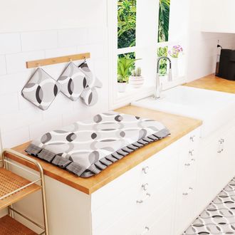 Petti Artigiani Italiani Herdabdeckung und Ausgangssperre Küche, Baumwolle, Kreis Grau, 1pz Coprifornello 48x73 cm