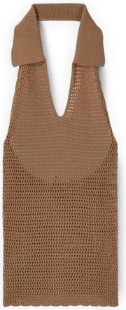 Motivi Femme, Pulls, Brun, Taille: 40 FR Top en maille ajour&eacute;e avec col