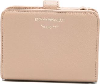 Emporio Armani Femme, Accessoires, Beige, Taille: ONE Size Portefeuille bi-fold en cuir foulonn&eacute;
