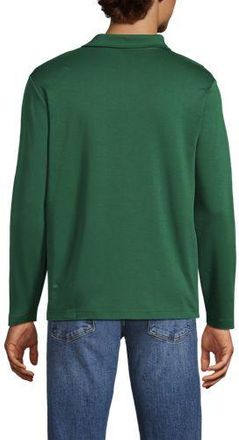 Lands End Supima Langarm-Poloshirt mit offenem Kragen, Herren, Größe:56-58 regular, Grün, Baumwolle, by Lands End