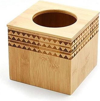 DKD Home Decor Bambus-Taschentuchbox, 12,4 x 12,4 x 11 cm, Referenz: S3025587