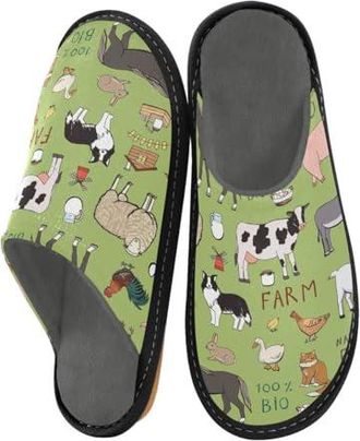 HMZXZ Pantoufles de ferme en forme de vache et de mouton pour homme et femme - Motif animaux de dessin animé - Chaussons dintérieur pour chambre à coucher, 