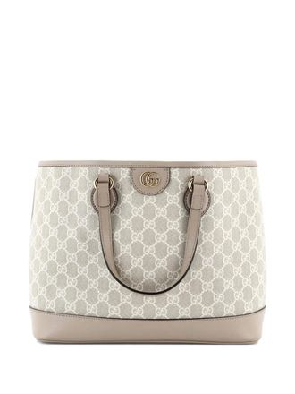 Gucci sac cabas Ophidia Shopping en toile enduite GG et cuir &agrave; anses sur le dessus petit format - Tons neutres