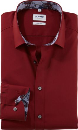 Olymp Herren Oberhemd Langarm Level Five,Uni,Level 5,21 New York Kent-2,dunkelrot 39,45