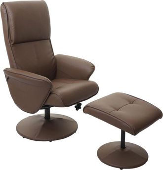 Hhg Neuwertig] Relaxsessel Stockholm, Fernsehsessel Relaxliege TV-Sessel mit Hocker Kunstleder, taupe