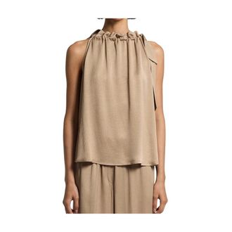 PESERICO Femme, Tops, Jaune, Taille: 40 FR Top en satin martel&eacute;