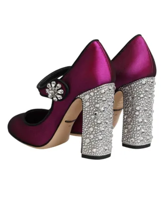 Dolce & Gabbana Crystal-Embellished Leather Heels - Pink