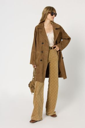 Gerard Darel Manteau en cuir velours - MANON - Camel