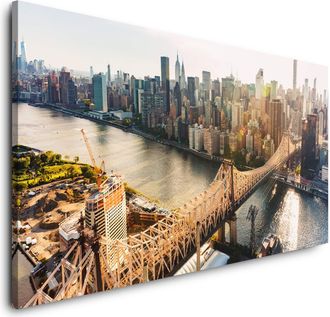 Paul Sinus Art New York City Brücke 120x 60cm Panorama Leinwand Bild XXL Format Wandbilder Wohnzimmer Wohnung Deko Kunstdrucke