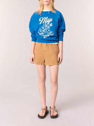 Maje Short En Denim - Beige - Taille 42 - Maje