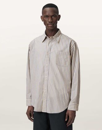 AllSaints Roma - Lang&auml;rmliges Hemd in Sherbert-Gelb