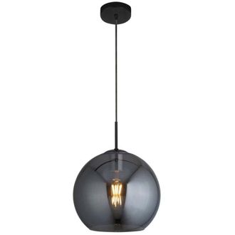 Searchlight Pendelleuchte H&auml;ngeleuchte Deckenlampe Rauchglas Stahl Esszimmerleuchte Schwarz