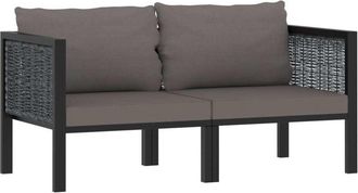 vidaXL Canap&eacute; &agrave; 2 places avec coussins Anthracite R&eacute;sine tress&eacute;e