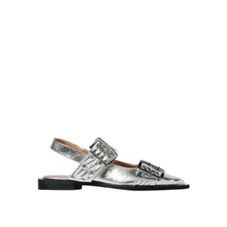 Ganni Buckle Slingback Ballerinas Flats - - Shoes - Damen - Grau - 36 EU