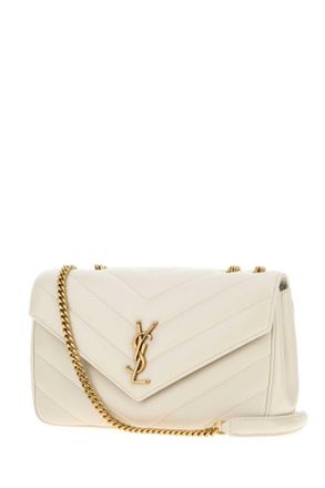 Saint Laurent Womens Ice Leather Medium Loulou Shoulder Bag Cremasoft Borse A Tracolla